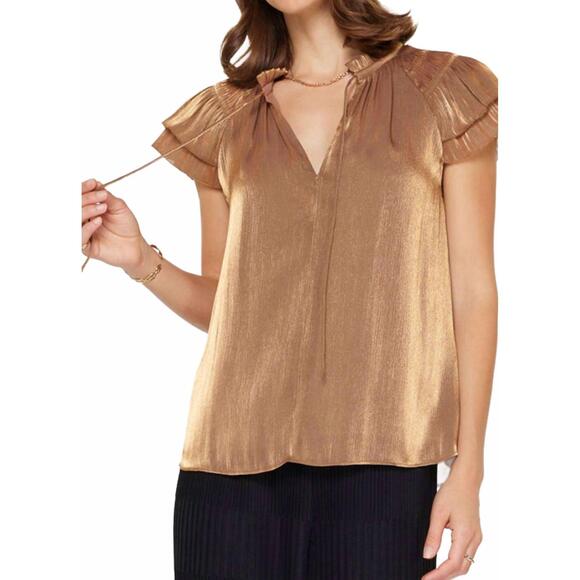 Current Air | Tops | New Current Air Flutter Sleeve Blouse In Gold ...